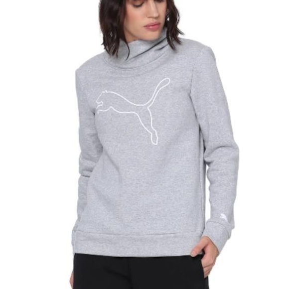 Puma | Tops | Puma Gray Cowl Mock Neck Pull Over Sweatshirt | Poshmark